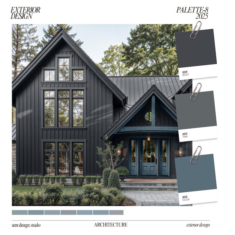Exterior Color Palette, Paint Color Palette | 8 Versions - Etsy