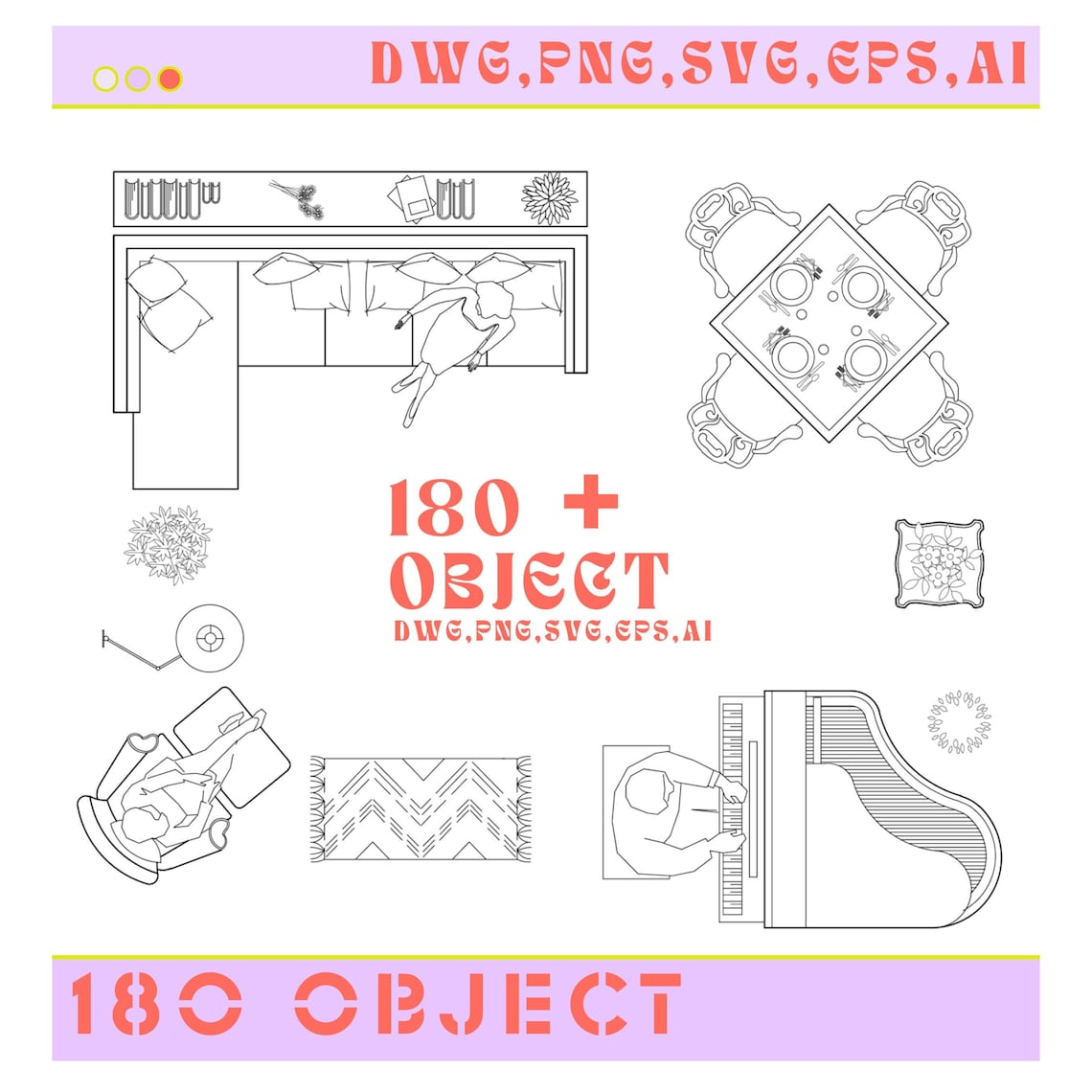 Furniture Template TOP View 180+line Vector Illustrations Bedroom ...