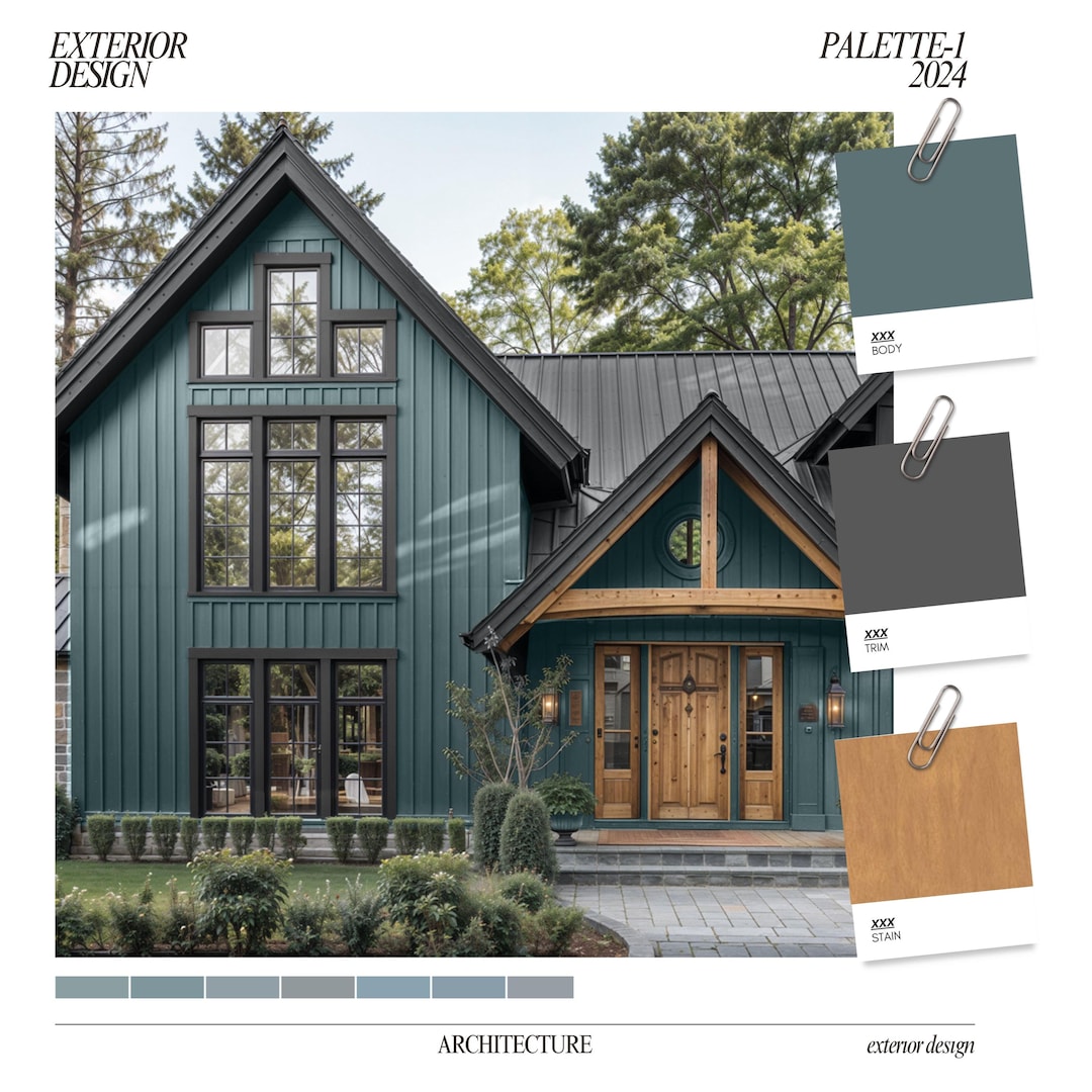Exterior Color Palette, Paint Color Palette | 4 Versions - Etsy