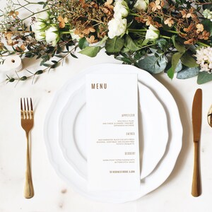 Wedding Menu Template, Wedding Table Menu Printable, Template Wedding ...