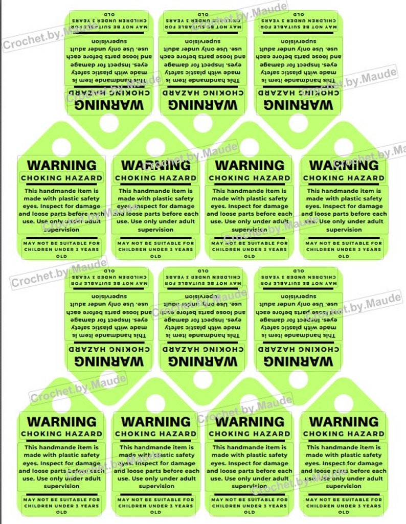 Choking Hazard Warning Tags (for Safety Eyes) - Etsy