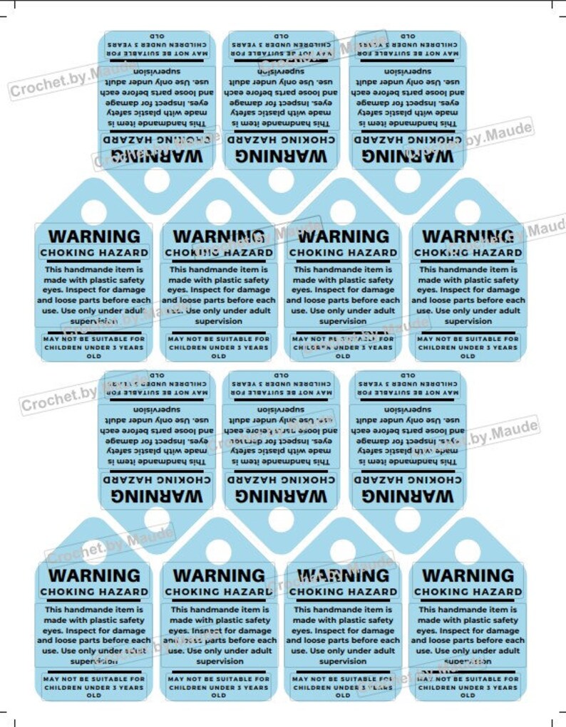 Choking Hazard Warning Tags (for Safety Eyes) - Etsy