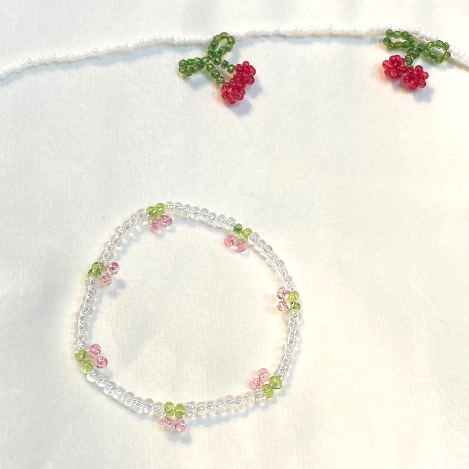 Cherry Beaded Ring/adjustable Bracelet - Etsy