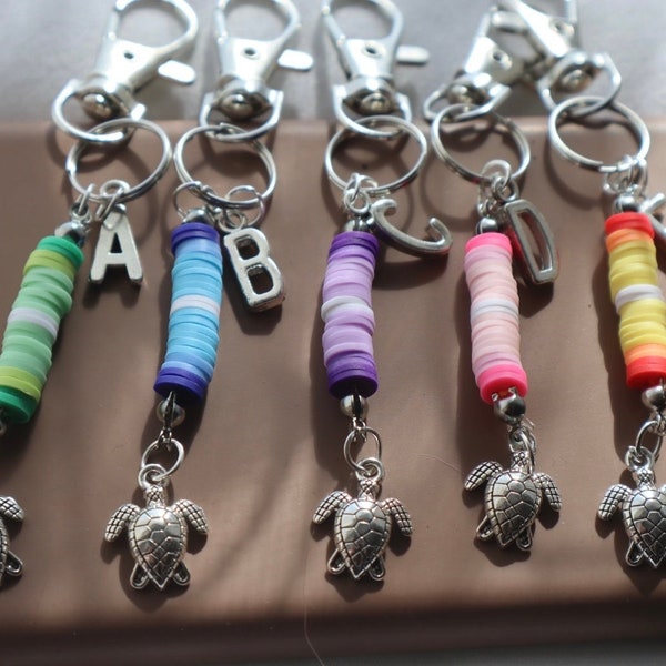 Clay Bead Keychain With Initial - Etsy