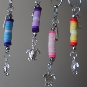 Clay Bead Keychain, Colourful Keychain, Surfer Keychain, Turtle ...
