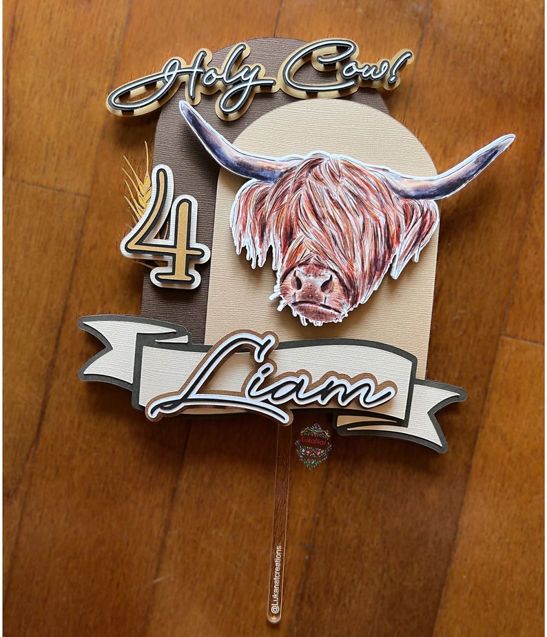 Holy Cow! Highland Cow Cake Topper, Cow Cake Topper, Highland Cow Party ...