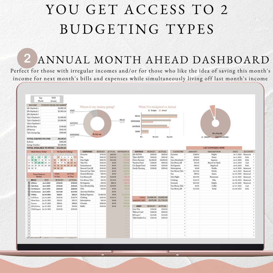 Family Annual Budgeting Dashboard | Monthly Budget Spreadsheet ...