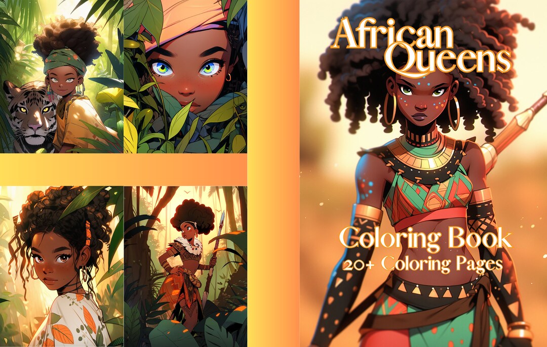 African Queens Warrior Coloring Pages - 21 Printable Coloring Pages - Etsy