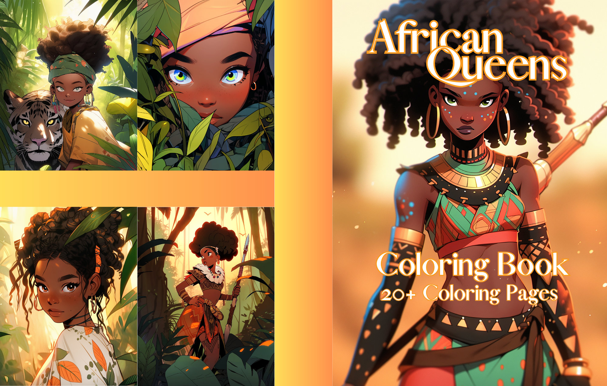 African Queens Warrior Coloring Pages - 21 Printable Coloring Pages - Etsy