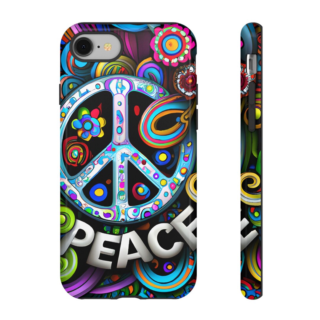 Cell Phone Case 70s Peace Sign Retro Hippie Style, Durable Protective ...