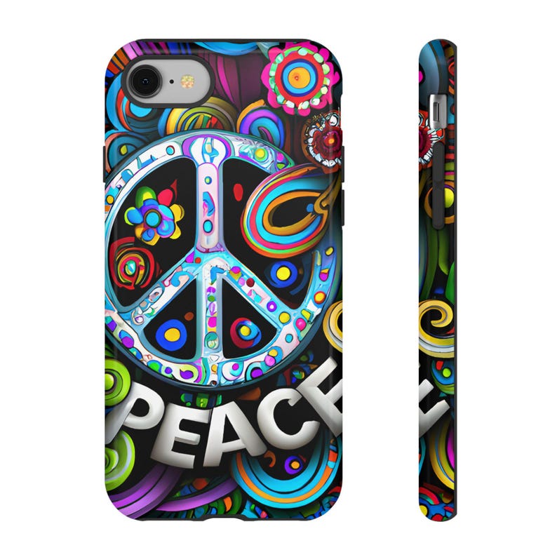 Cell Phone Case 70s Peace Sign Retro Hippie Style, Durable Protective ...