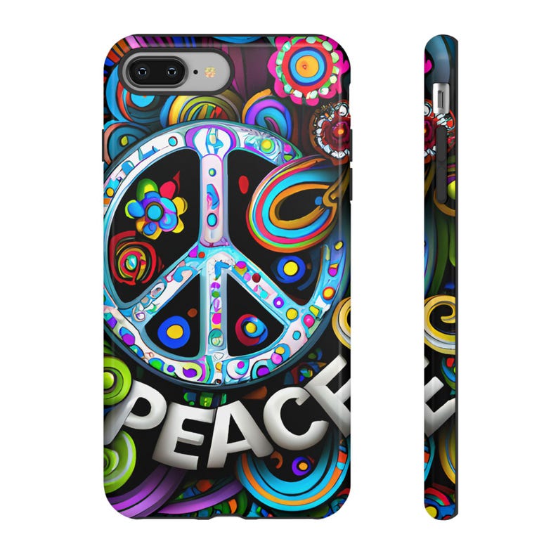 Cell Phone Case 70s Peace Sign Retro Hippie Style, Durable Protective ...
