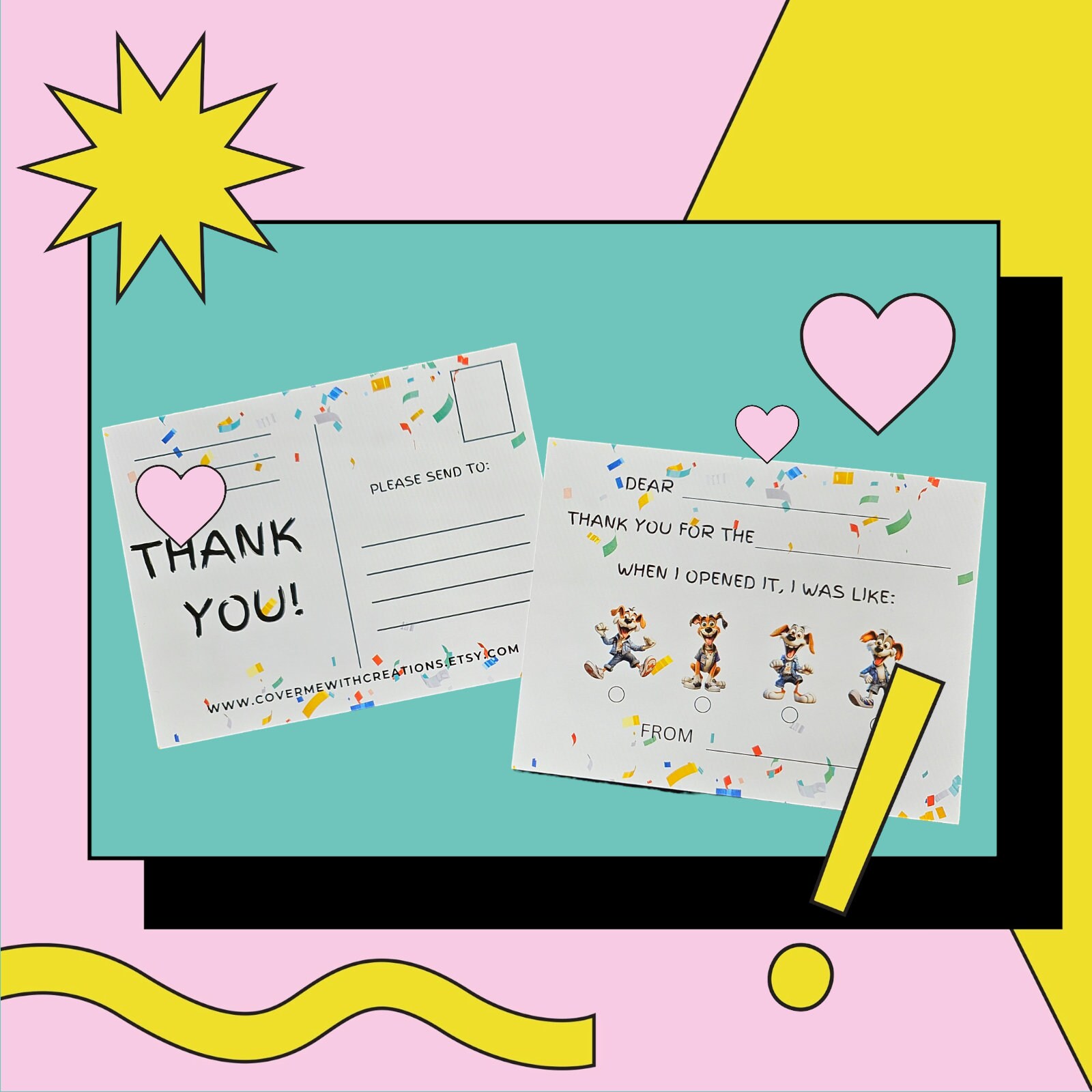 Thank You Note Cards From Child Fill in the Blanks Postcard for Gift ...