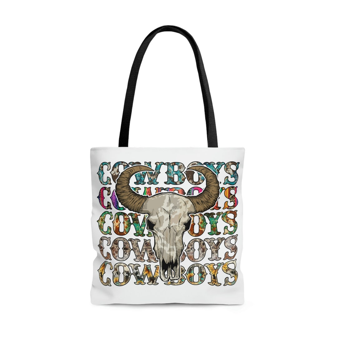 Western Skull Tote Bag: Howdy Cowboys Eco-friendly Shopping Bag - Etsy