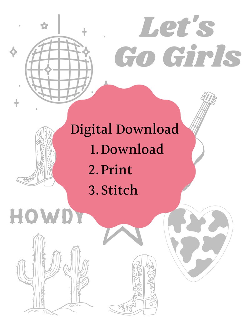 Printable PDF Stick & Stitch Pattern Nashville Disco Cowgirl - Etsy