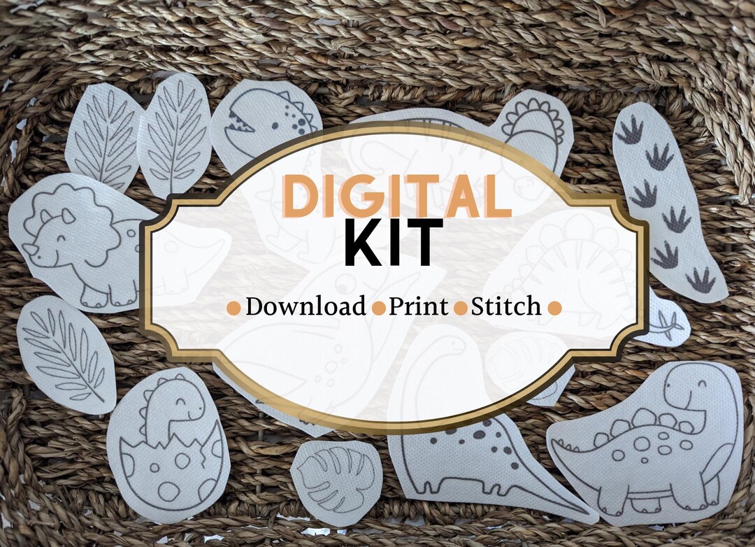 Printable PDF Dinosaur Pattern Embroidery - Etsy