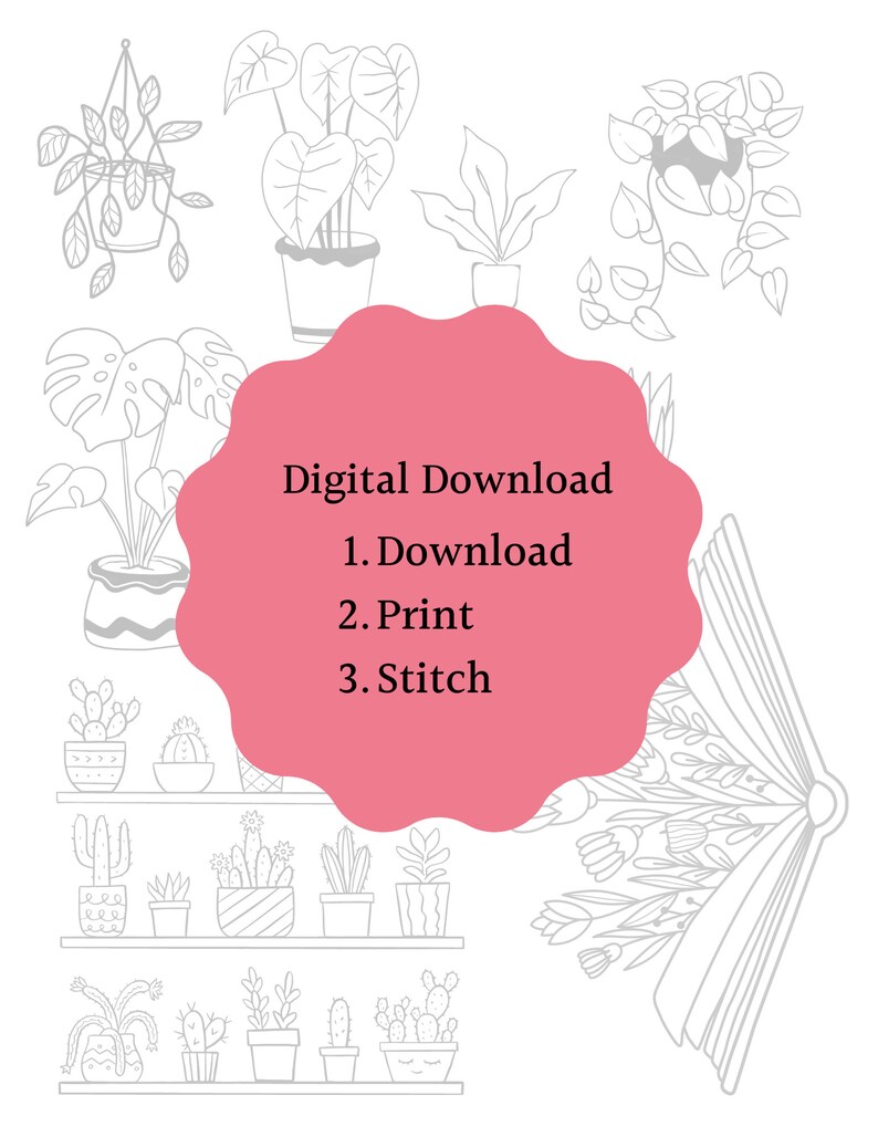 Printable PDF Stick & Stitch Pattern Houseplants - Etsy
