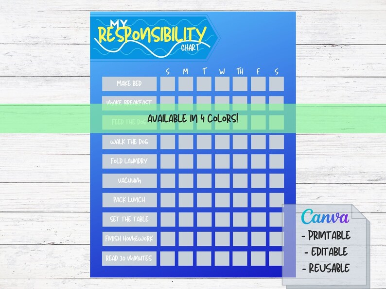 Responsibility Chart | Responsibility Chart for Kids | Responsibility ...