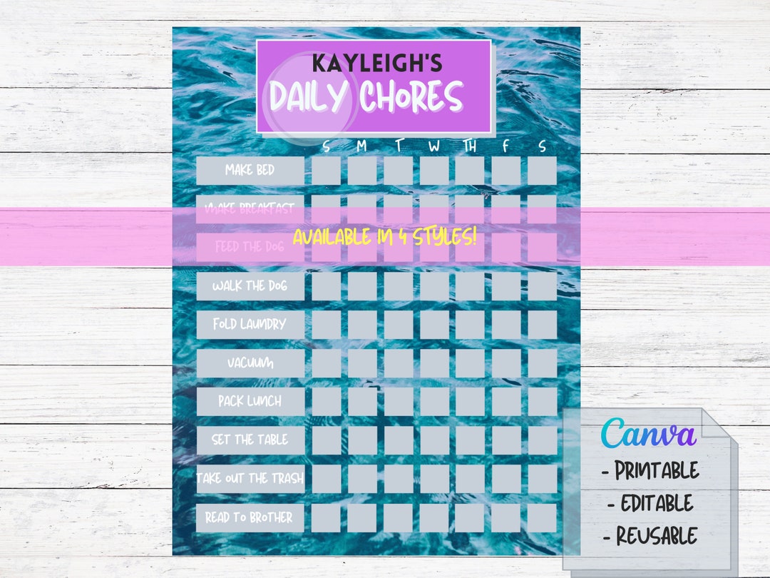 Tableau des corvées pour enfants | Tableau des corvées | Tableau de ...