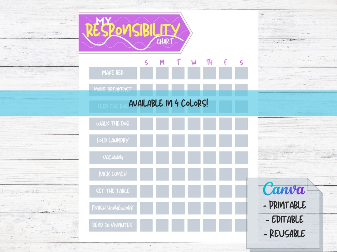 Responsibility Chart | Responsibility Chart for Kids | Responsibility ...