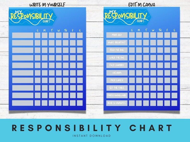 Responsibility Chart | Responsibility Chart for Kids | Responsibility ...