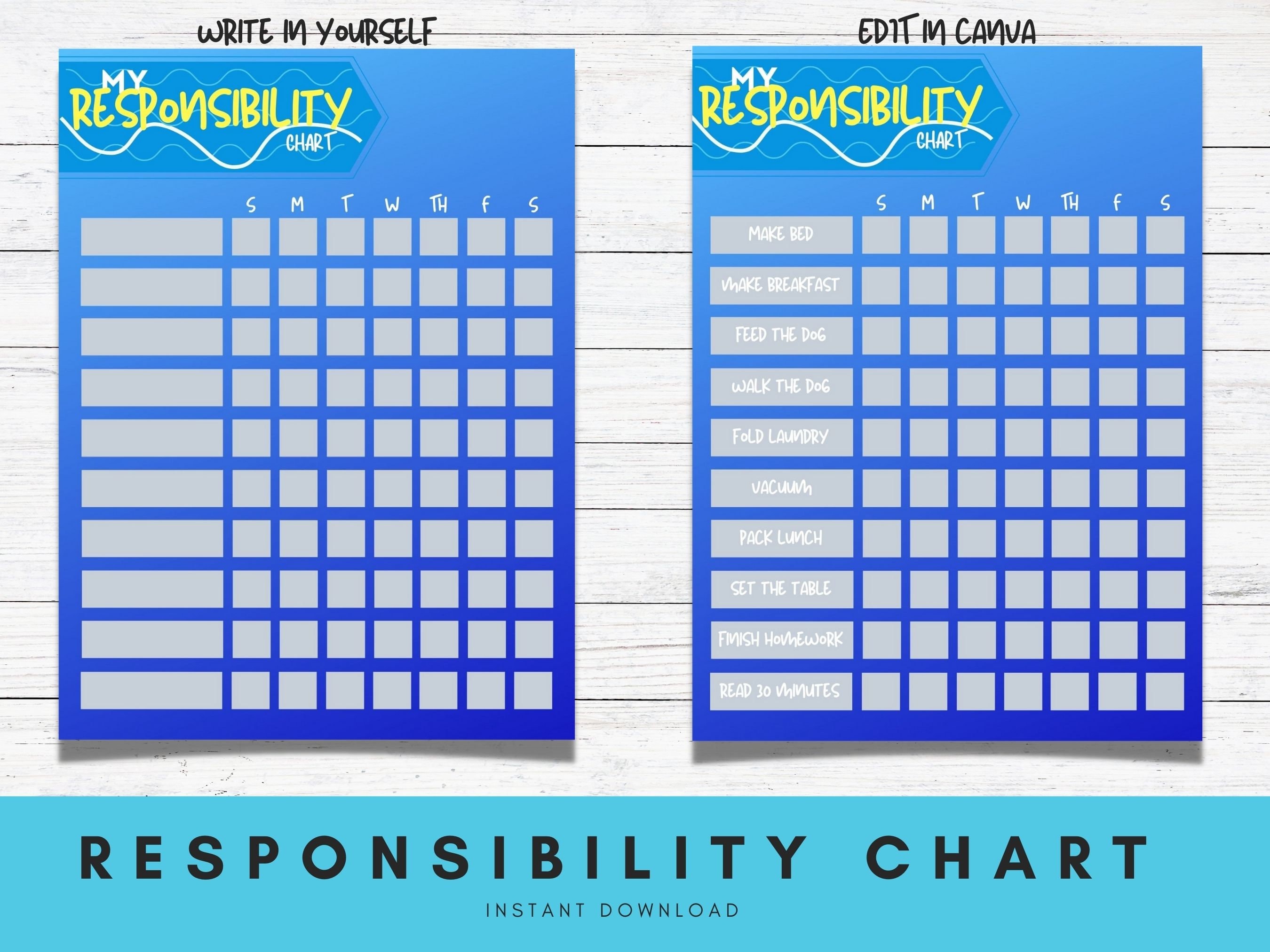 Responsibility Chart | Responsibility Chart for Kids | Responsibility ...