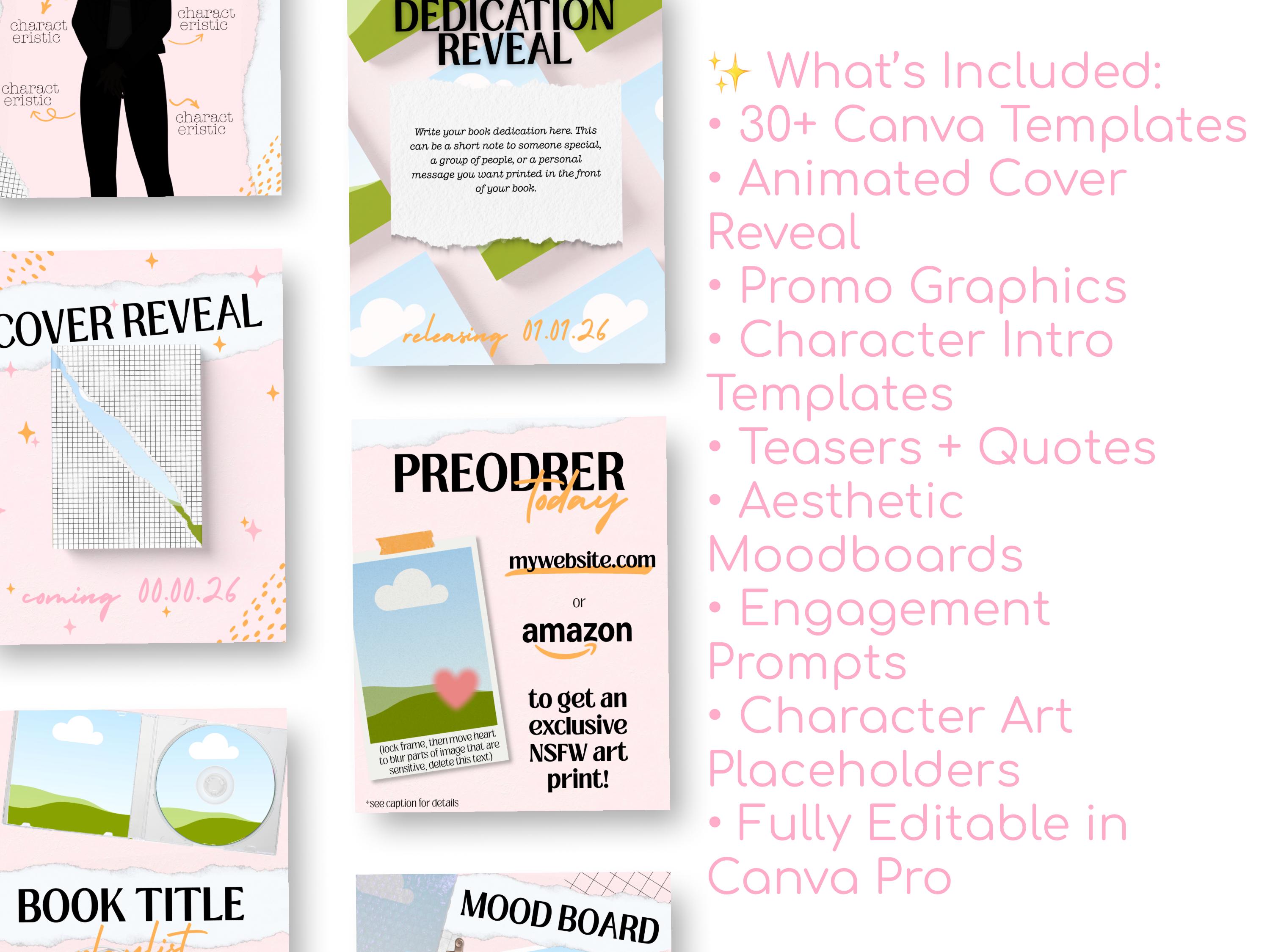 Romance Author Canva Templates | Book Promo Bundle | Animated Cover ...
