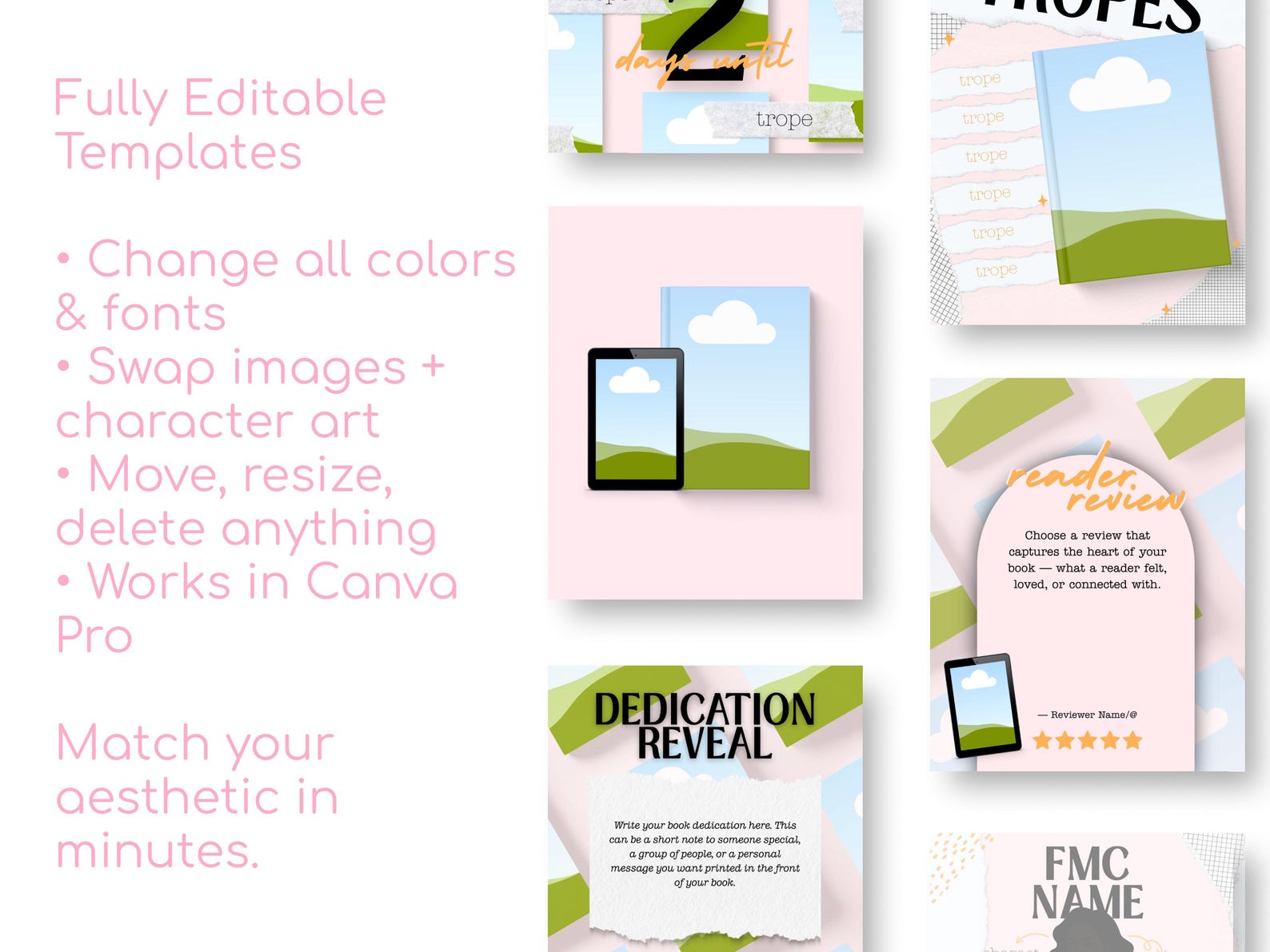 Romance Author Canva Templates | Book Promo Bundle | Animated Cover ...