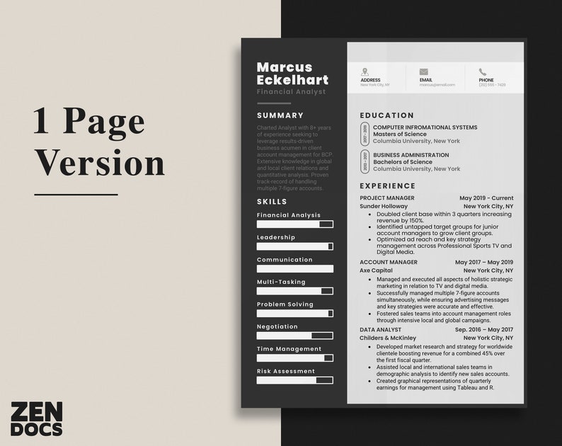 Modern Resume Template for Word, Clean & Creative, CV Designs ...