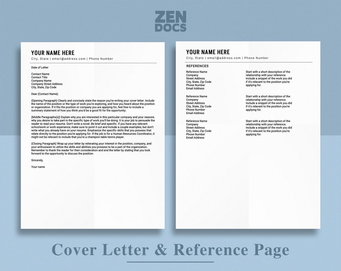 Minimalistic ATS Resume Template for Word Professional & - Etsy