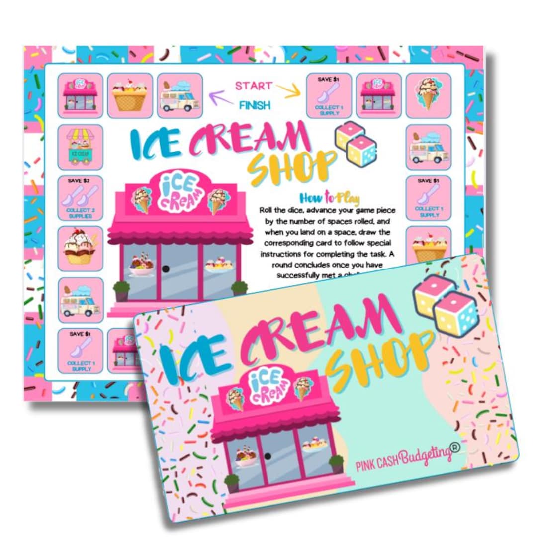 Ice Cream Shop Savings Challenge Kit: Fun Budget Game for Cash Stuffing ...