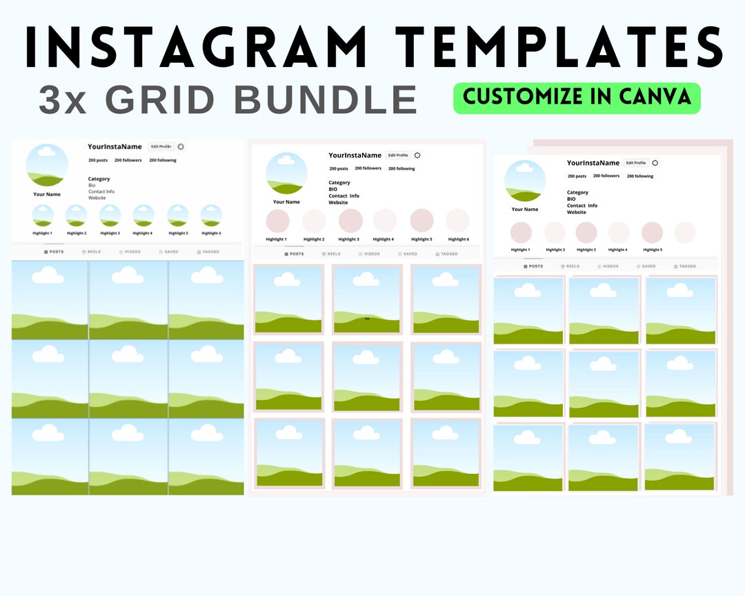 Instagram Grid Template | Digital Planner | Canava Customizable ...