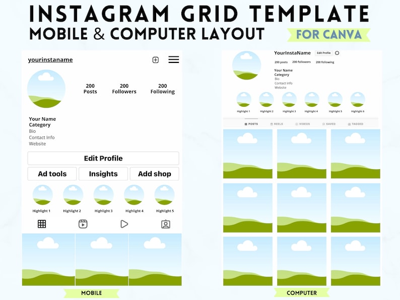 Instagram Template | Digital Planner | Canava Customizable | Social ...
