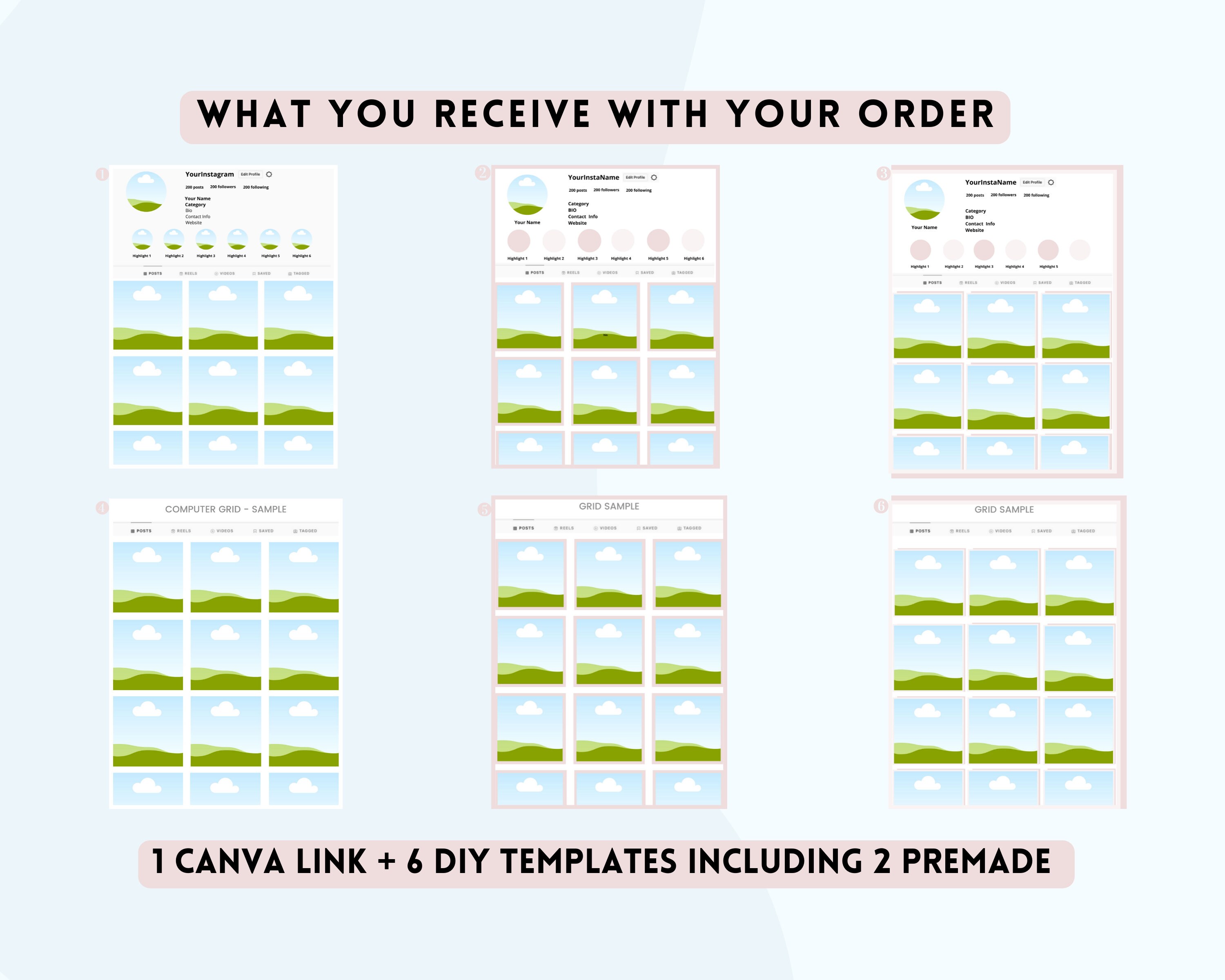Instagram Grid Template Digital Planner Canava Customizable Social ...