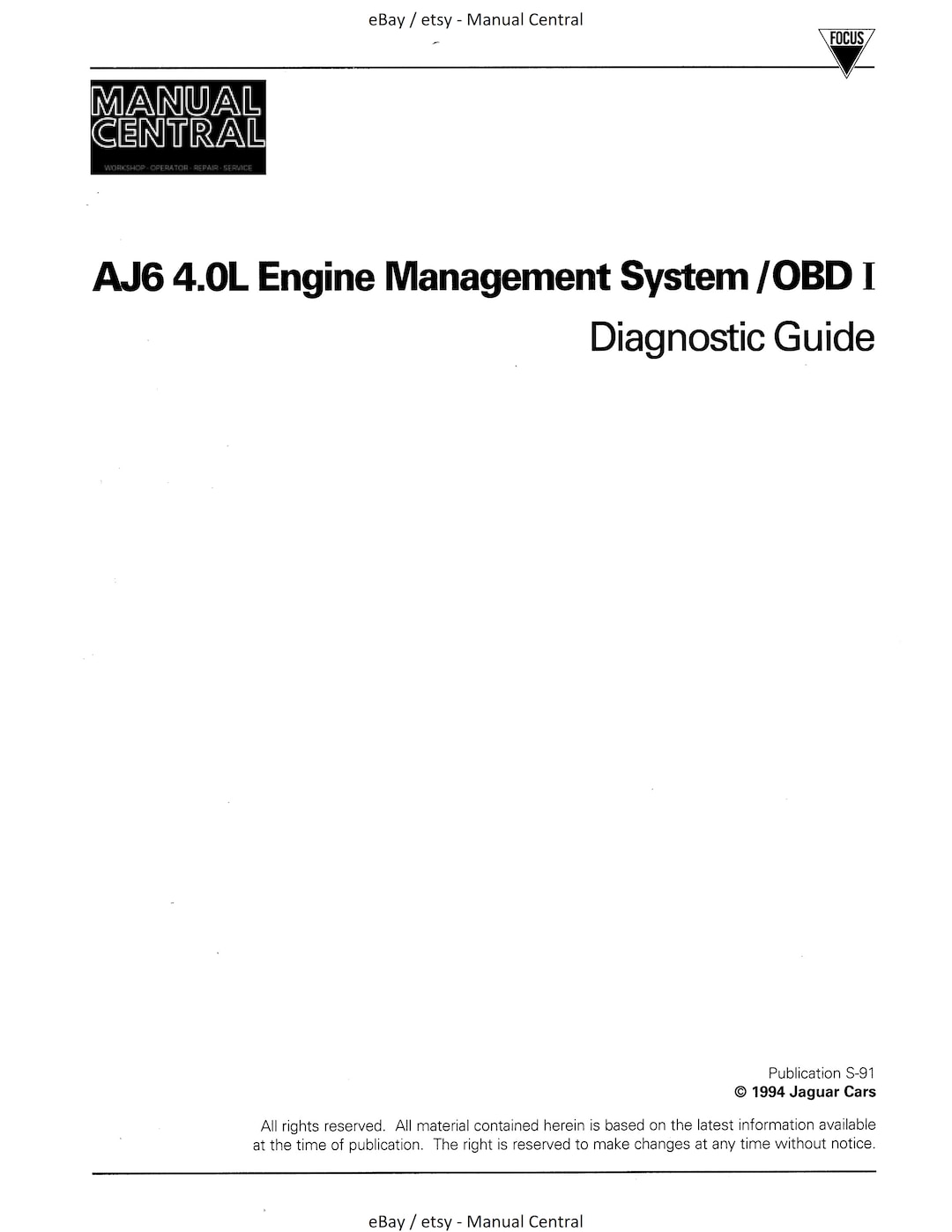 Jaguar AJ6 4.0l Engine Management System OBD I Diagnostic - Etsy