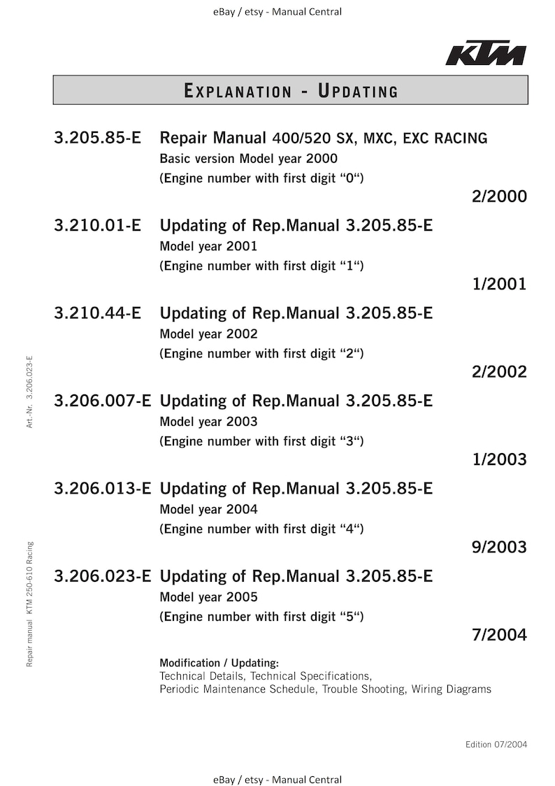 PDF 2000 2005 Ktm 400 450 Sx Mxc Exc Smr Sxs Racing Workshop Repair ...