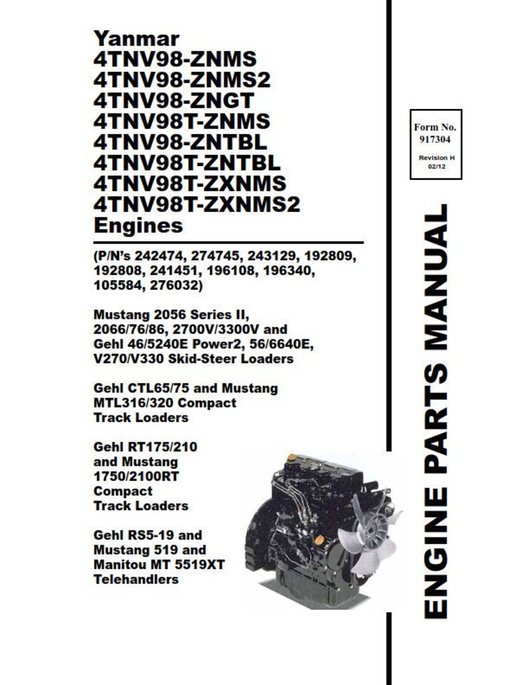 Yanmar Engines 4TNV98 4TNV98T Parts Catalogue Revision H 02 12 Edition yanmar-engines-4tnv98-4tnv98t-parts-catalogue-revision-h-02-12-edition