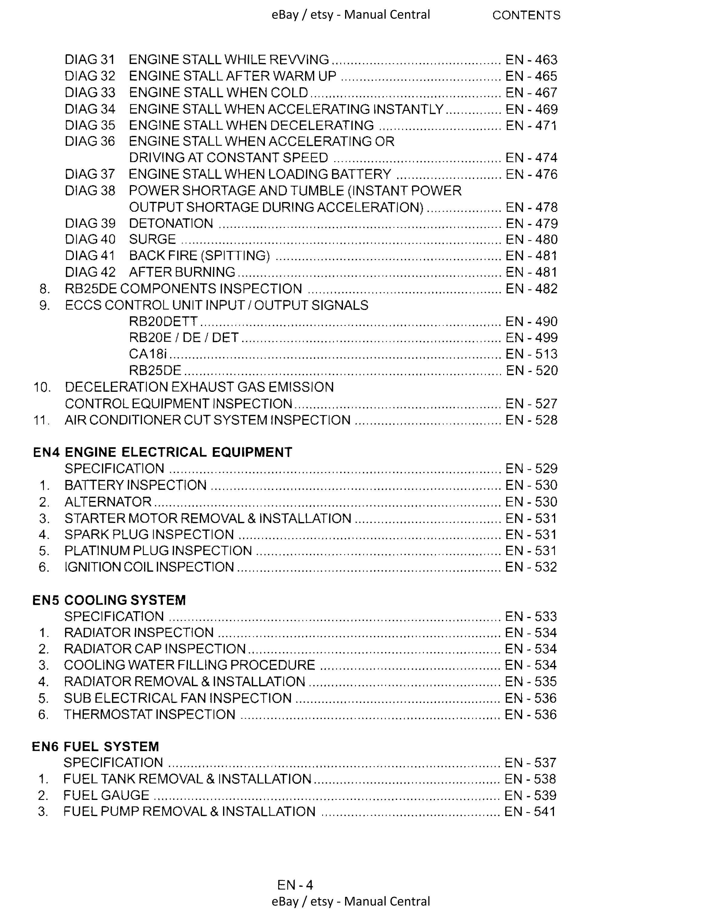 PDF Nissan R32 Engine Ca18i RB20E RB20DE RB20DET RB25DE RB26DETT Engine ...