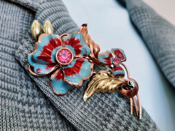 1930s Retro Sterling Silver Multi Color Gold Vermeil … - Gem