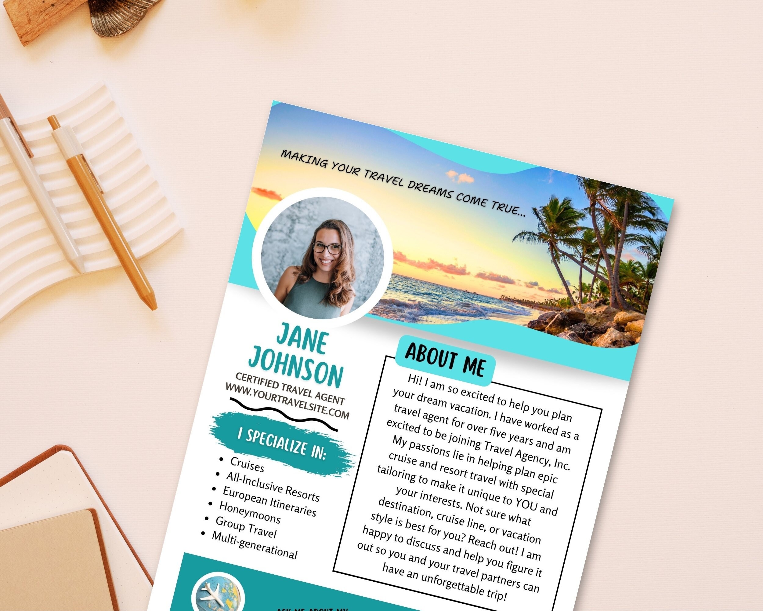 NEW TRAVEL AGENT Announcement Flyer Template, Travel Agent Editable ...