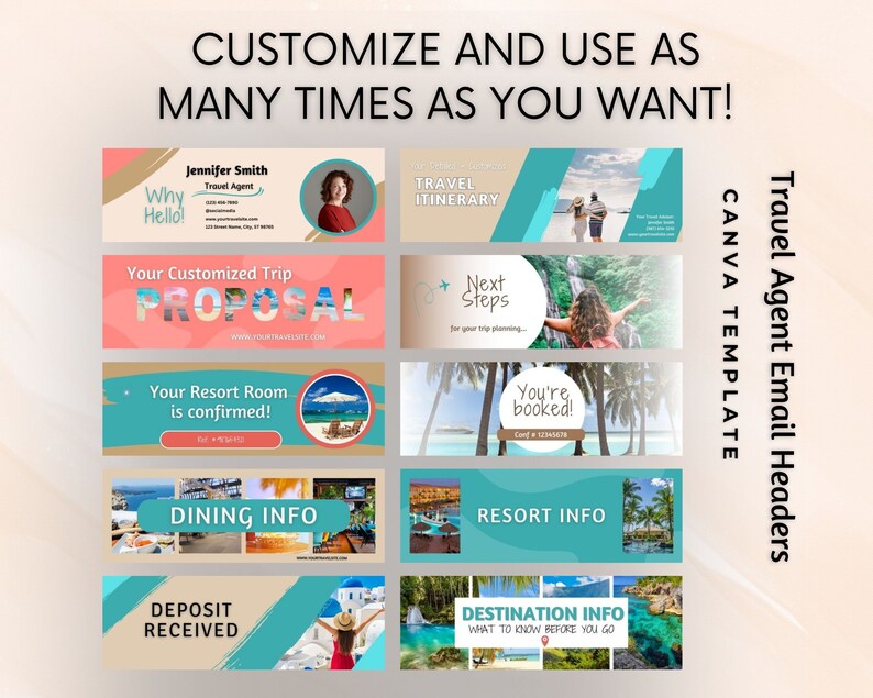 TRAVEL AGENT Email Headers Template, Editable in CANVA, Travel Agency ...