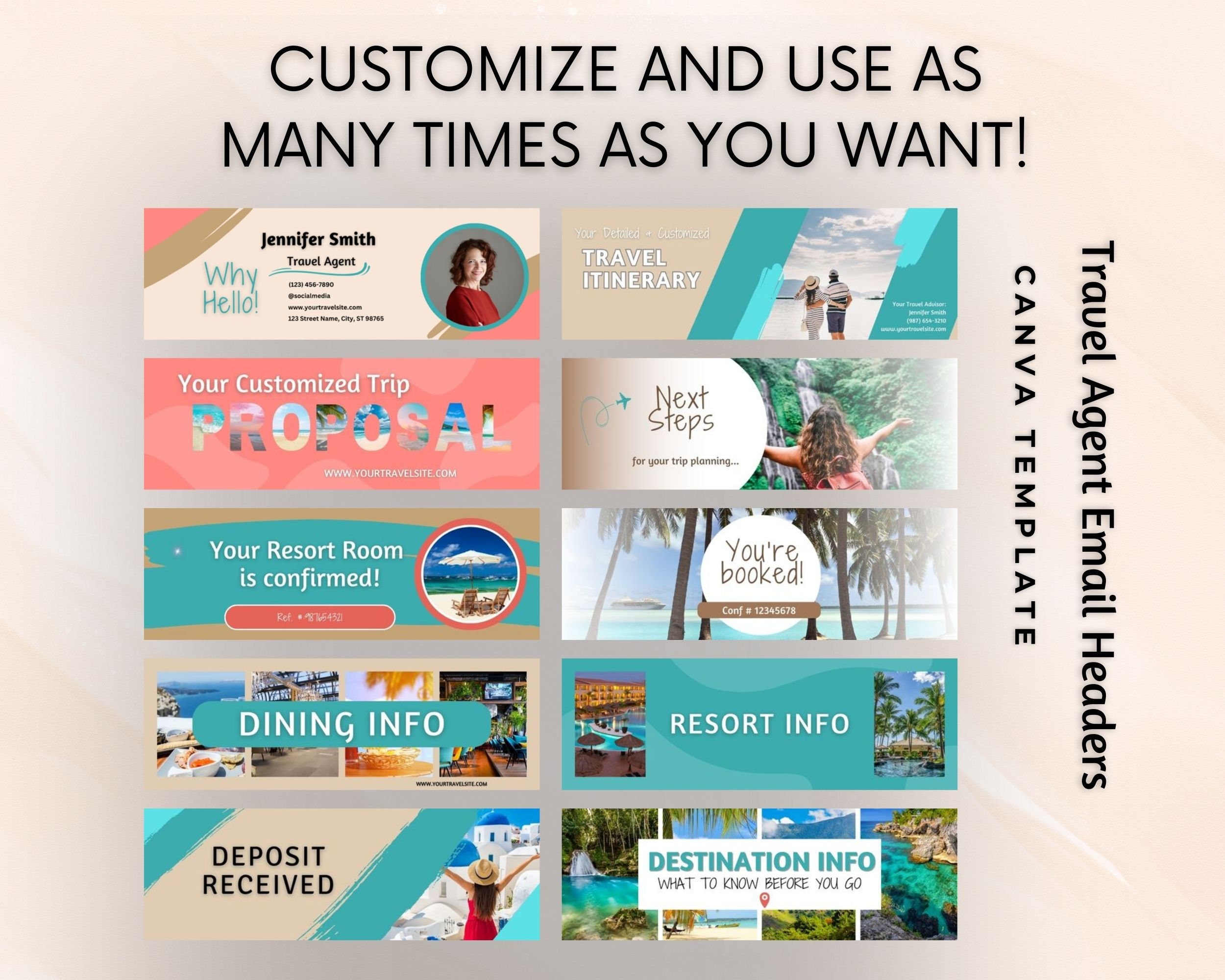TRAVEL AGENT Email Headers Template, Editable in CANVA, Travel Agency ...
