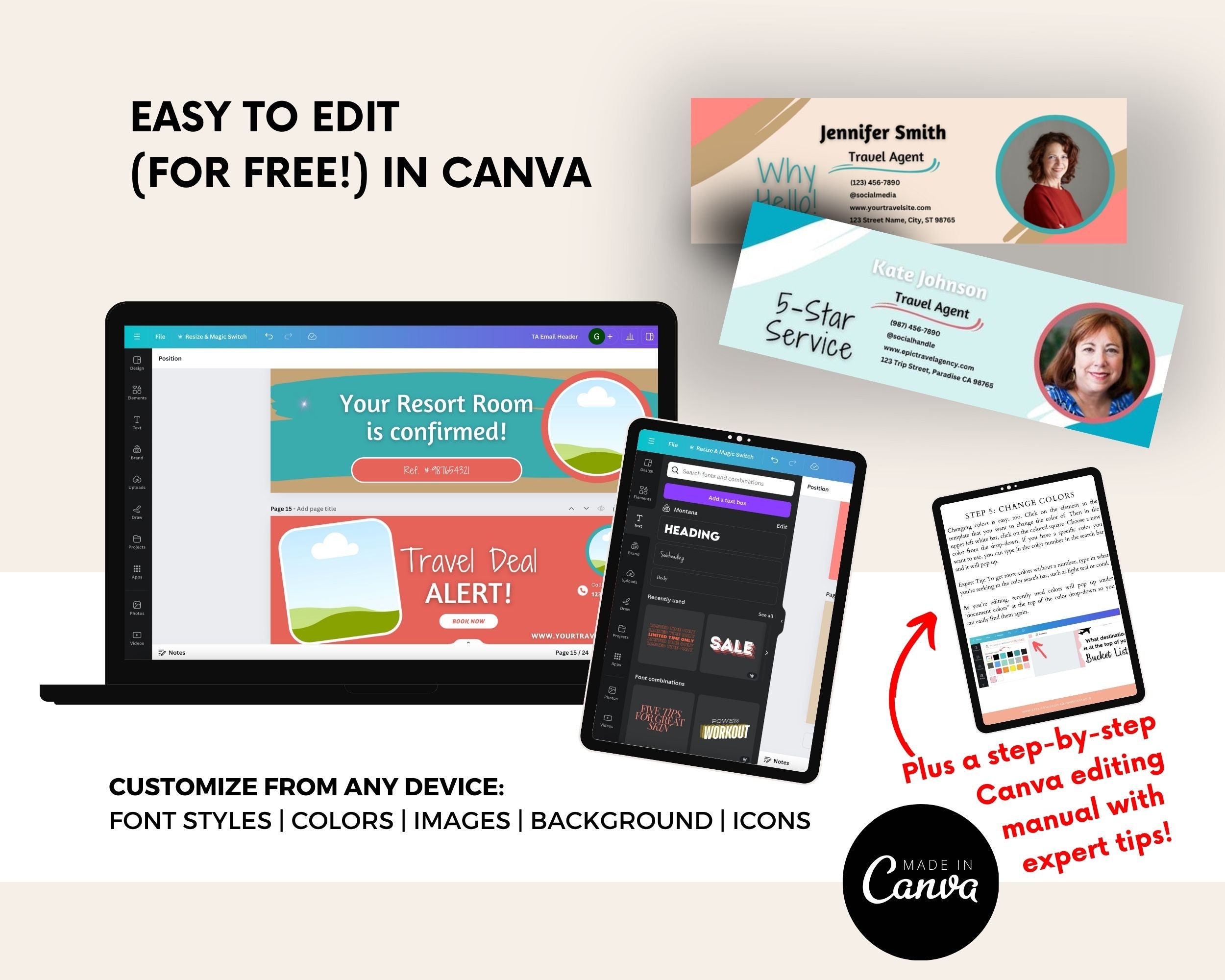 TRAVEL AGENT Email Headers Template, Editable in CANVA, Travel Agency ...