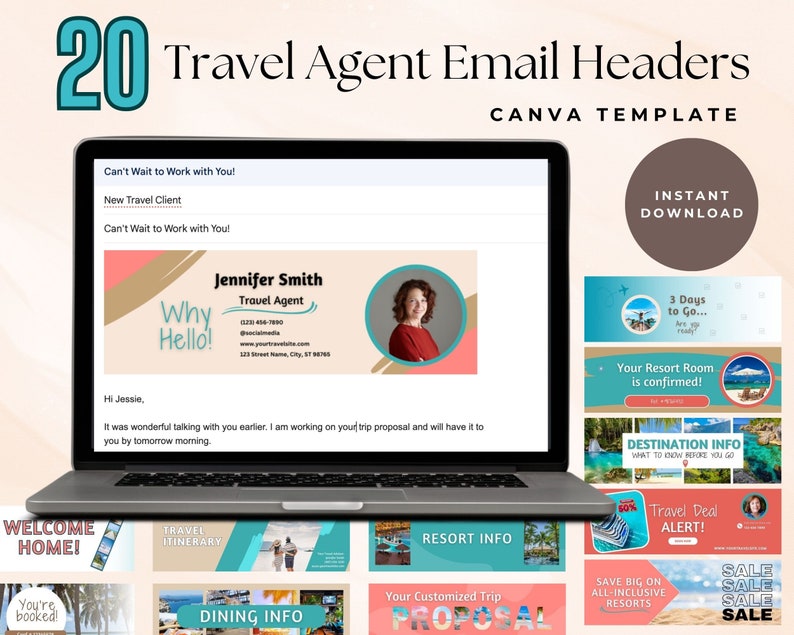 TRAVEL AGENT Email Headers Template, Editable in CANVA, Travel Agency ...