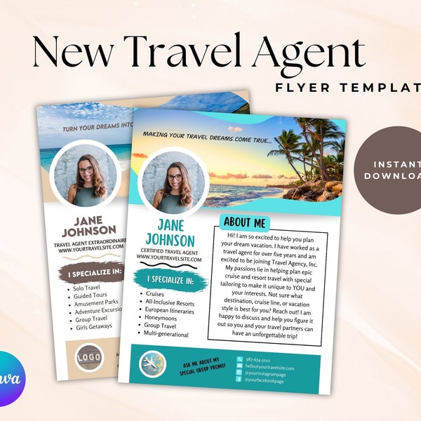 Travel Agent Flyer Announcement - Etsy