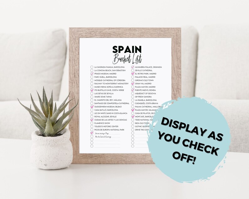 Spain Bucket List Printable | Spain Travel | Spain Artwork | Travel ...