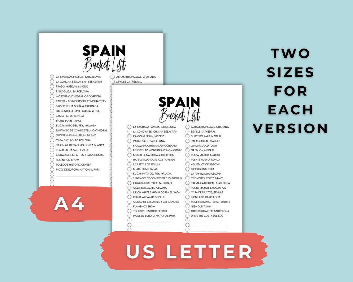 Spain Bucket List Printable | Spain Travel | Spain Artwork | Travel ...