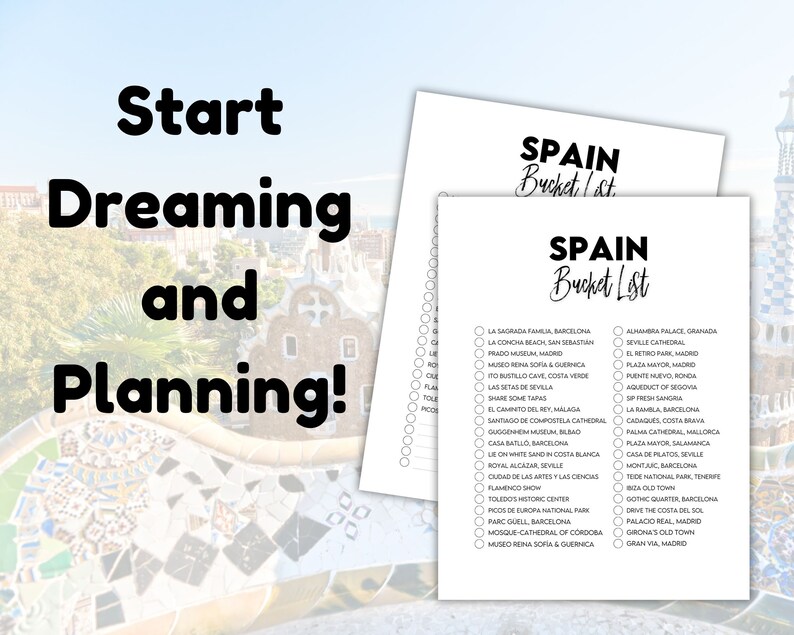 Spain Bucket List Printable | Spain Travel | Spain Artwork | Travel ...
