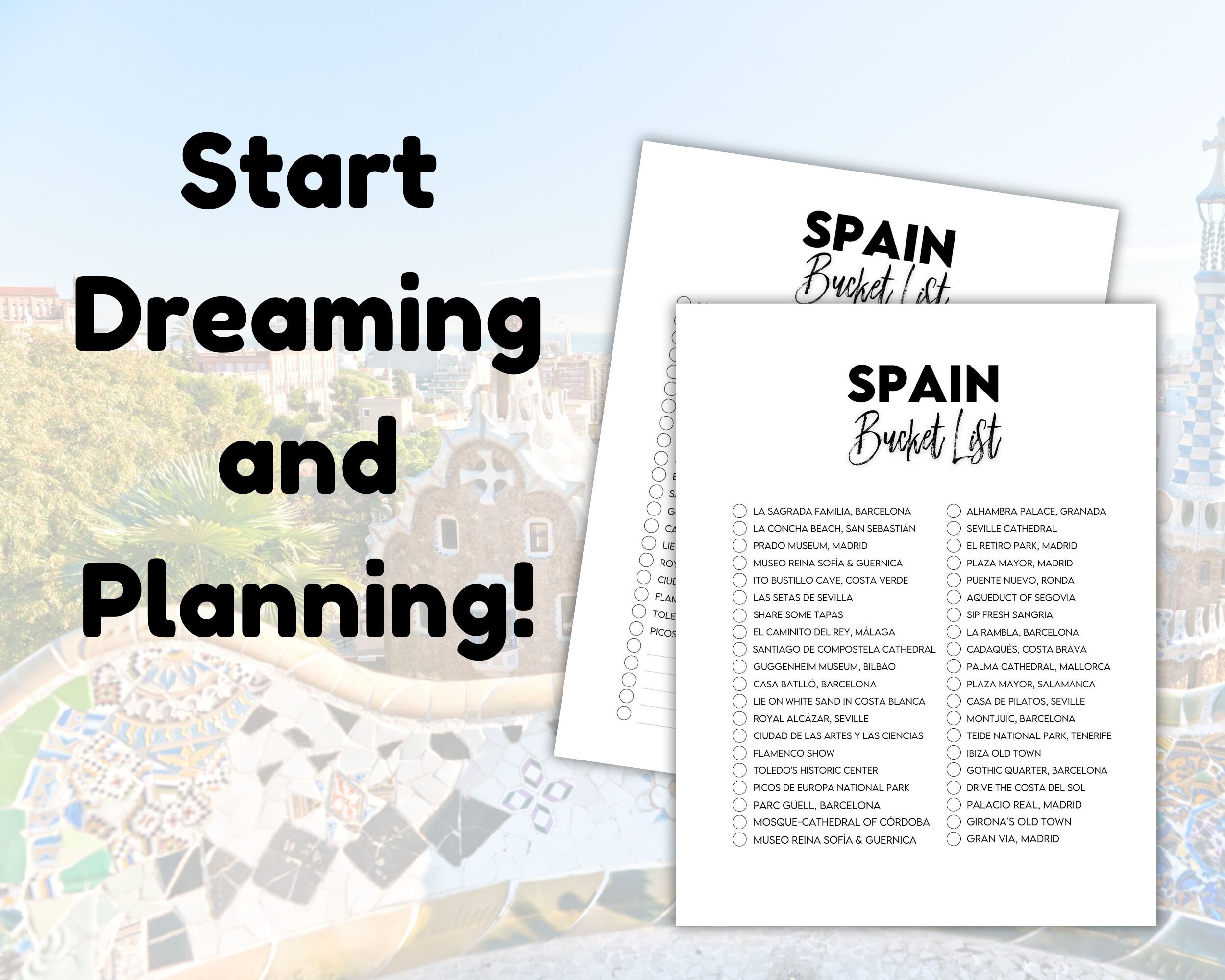 Spain Bucket List Printable | Spain Travel | Spain Artwork | Travel ...