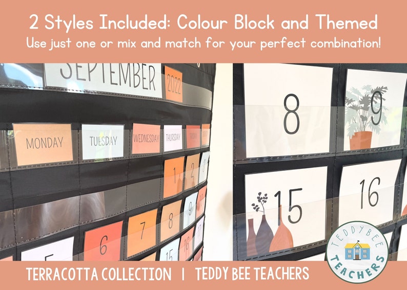 Terracotta Classroom Calendar & Weather Display | Warm Tone Classroom ...